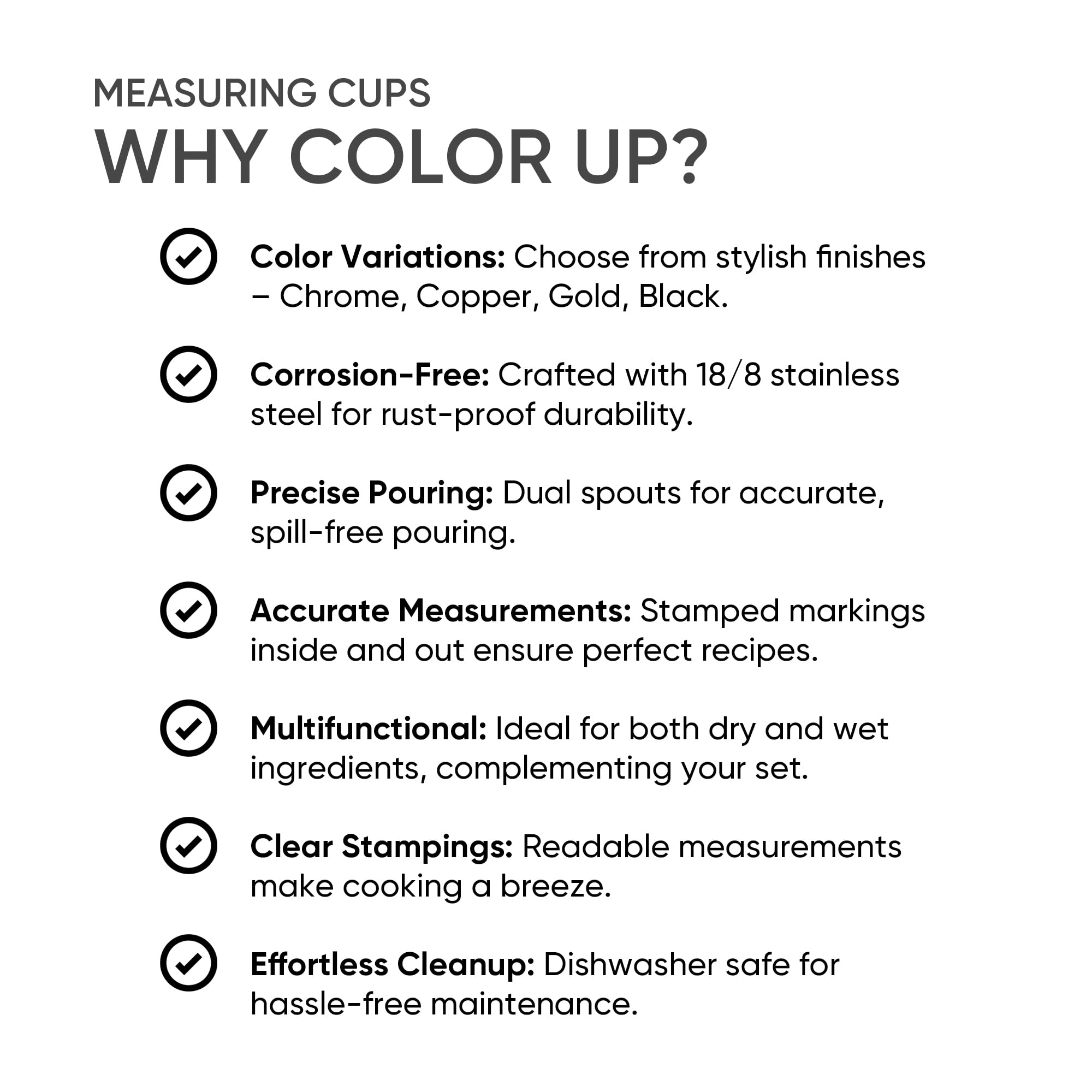 Color Up Premium 2 Cup Measuring Cup (480 ml) - Stainless Steel Black Finish, One-Piece Construction, Dishwasher Safe, Accurate for Wet & Dry Ingredients β One Single 2Cup