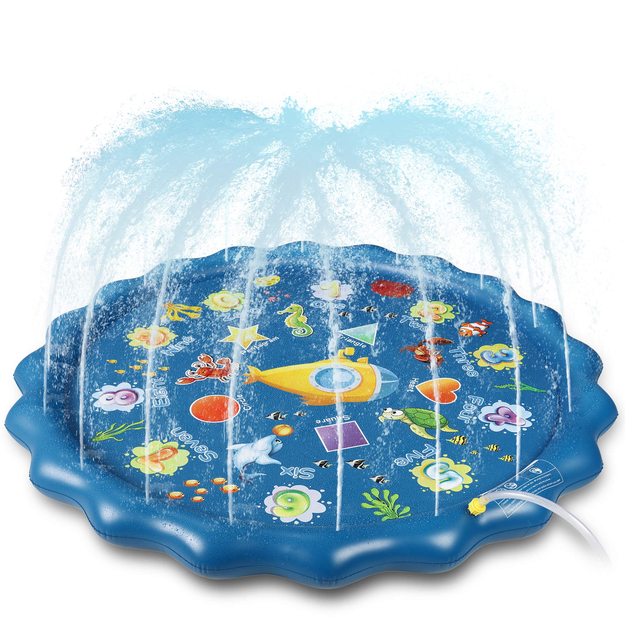 Winique Splash Pad, Sprinkler for Kids, Wading Pool for Toddlers, 68" Inflatable Outdoor Summer Toys for Babies, Gifts for 3 4 5 6 7 8 9 Year Old Boys Girls (Blue)
