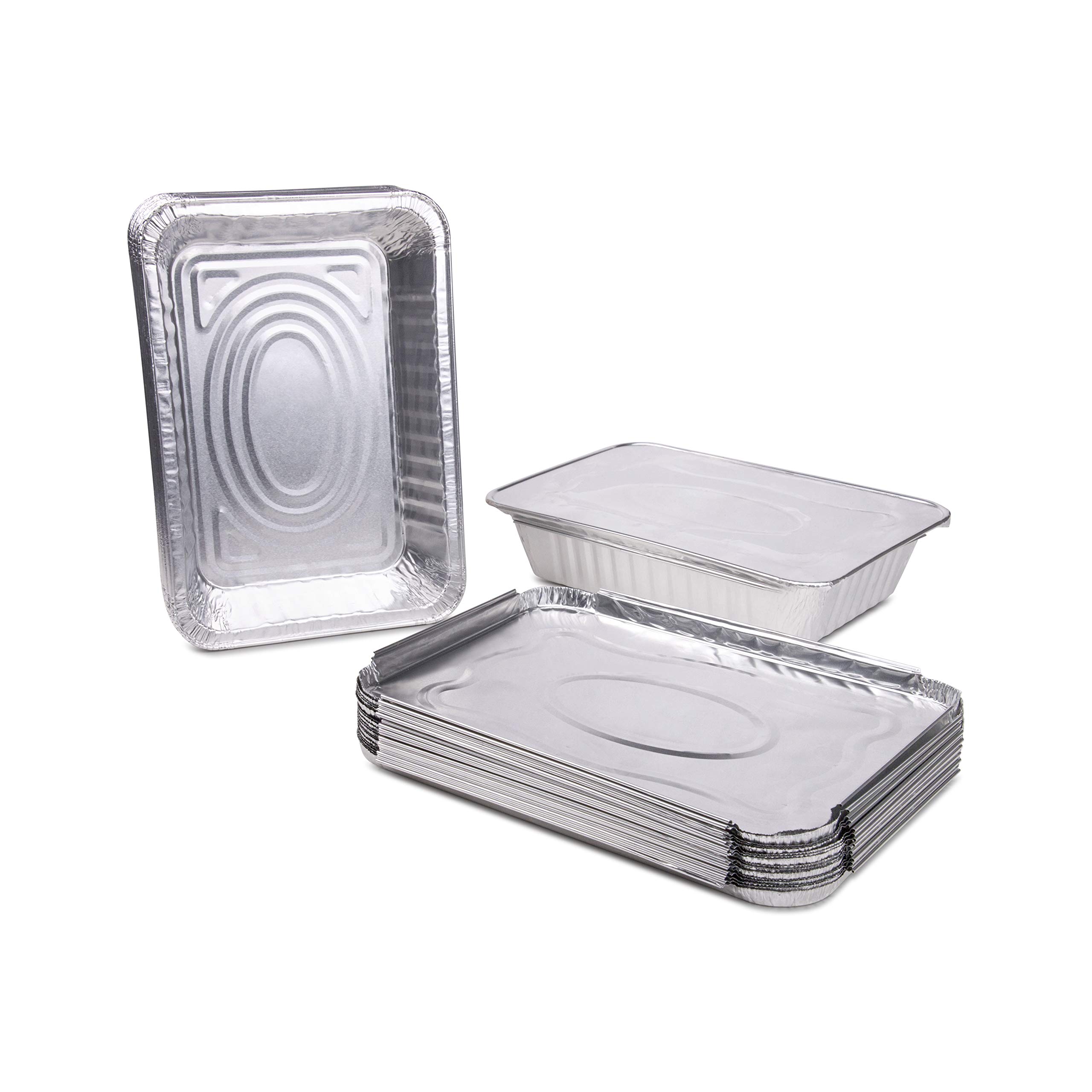 Diplastible Disposable Aluminum Pans with Lids | 10 pack 1-Dinner Portion Pan Oblong Cookware Pans Best Use for Baking, Meal Preparations, Cooking, Roasting, Grilling, Toasting | With Foil Lids