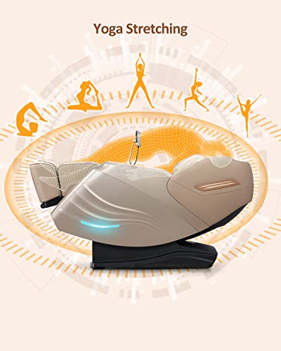 RELX Massage Chair Full Body Zero Gravity SL-Track Shiatsu Massage Chair, 12 Modes, Airbag Massage, with Yoga Stretch, Foot Massage, AI Control(Cream)