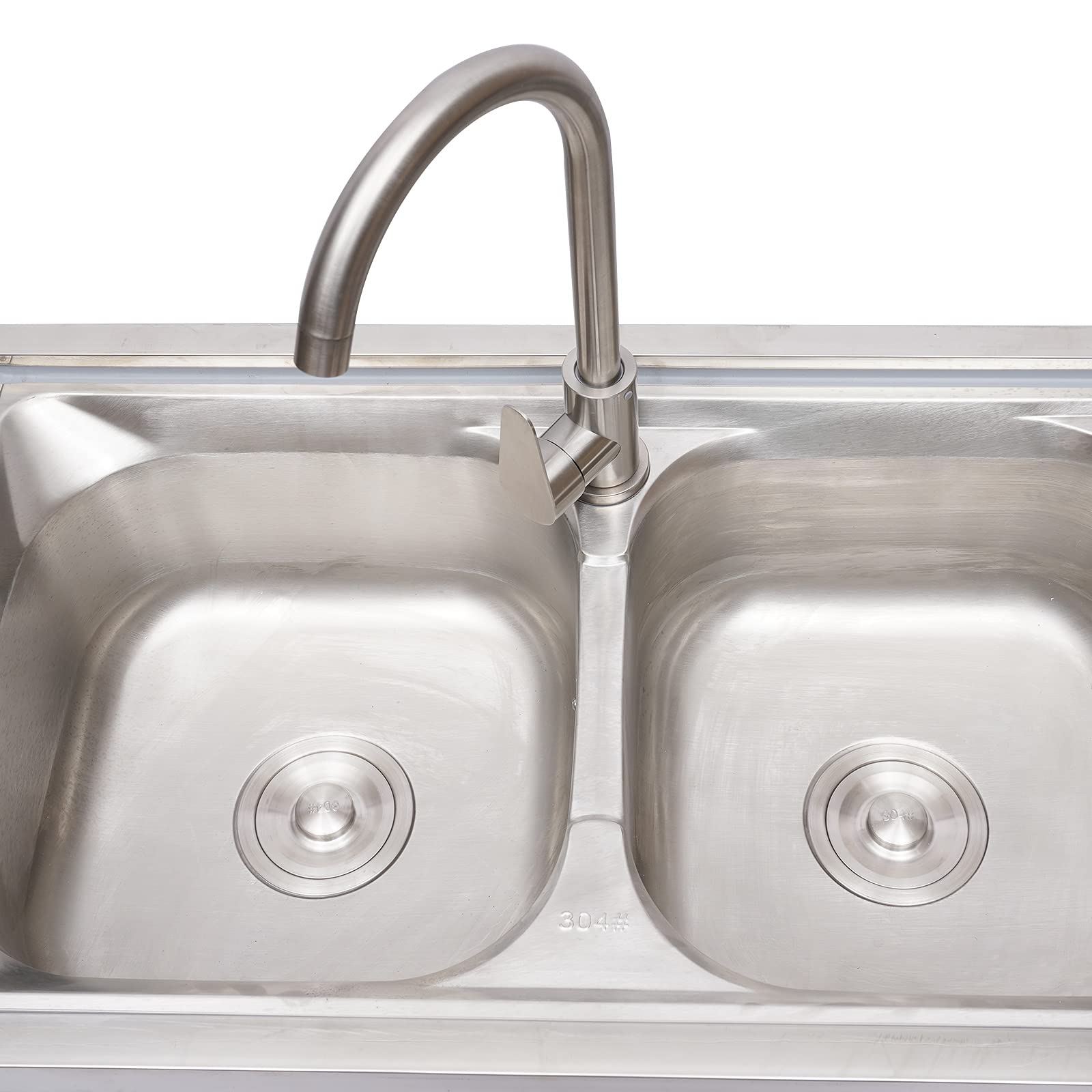 Commercial Restaurant Sinks With Drainboards Faucet 2 Sink Bowls, Free Standing Stainless-Steel Sink 2 Compartment Garage Sink Utility, L3.9ft X W1.5ft X H2.6ft