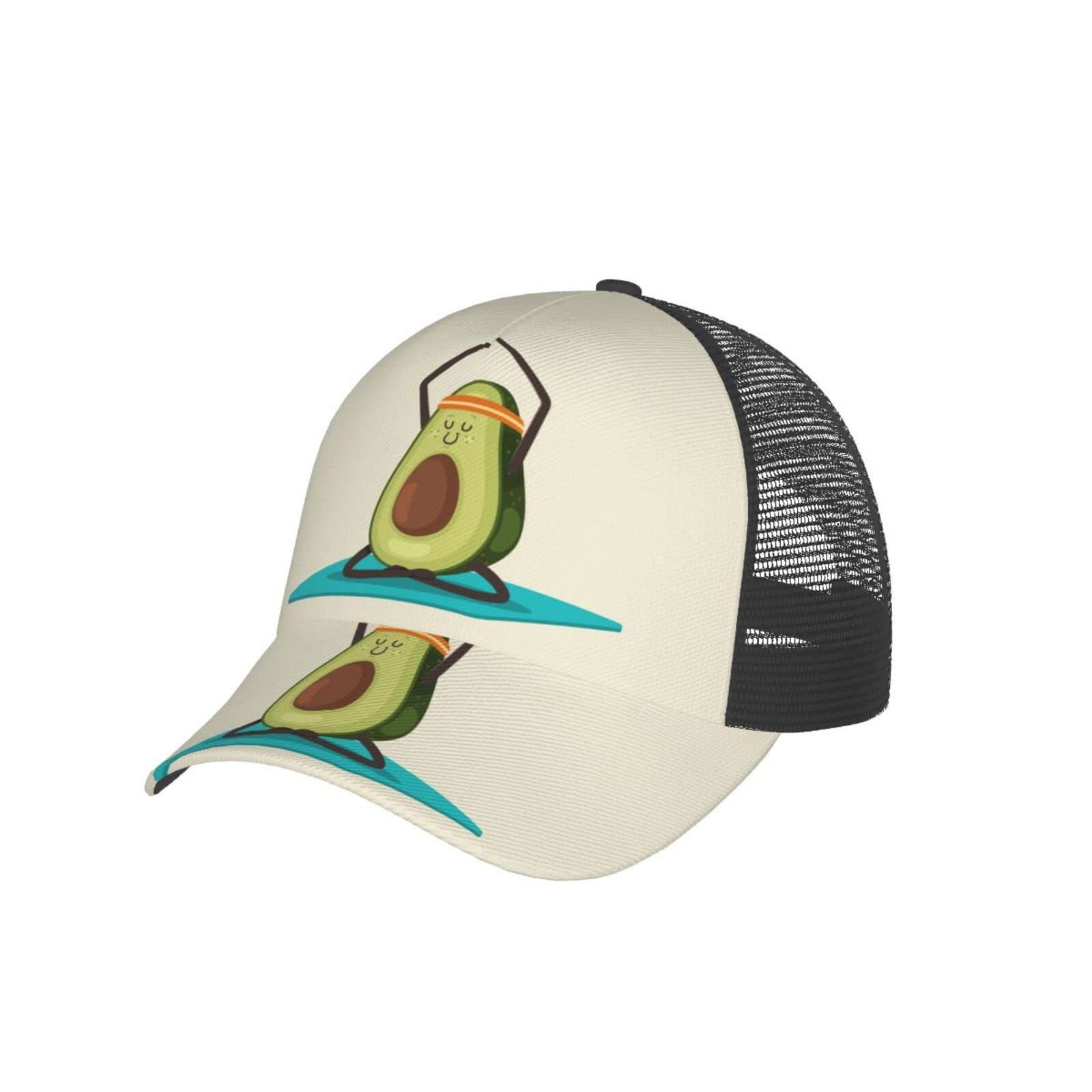 Cute Yoga Avocado Printed Adjustable Mesh Baseball Cap, Snapback Baseball Cap, Unisex Baseball Cap Hat Four Seasons are Suitable