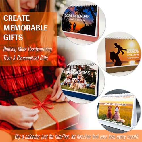 Custom Photo Desk Calendar 2024-2025, Personal Home Office Classroom School Monthly Desktop Calender for Family Kids Teacher Birthday Diy Personalized Calendar Gifts