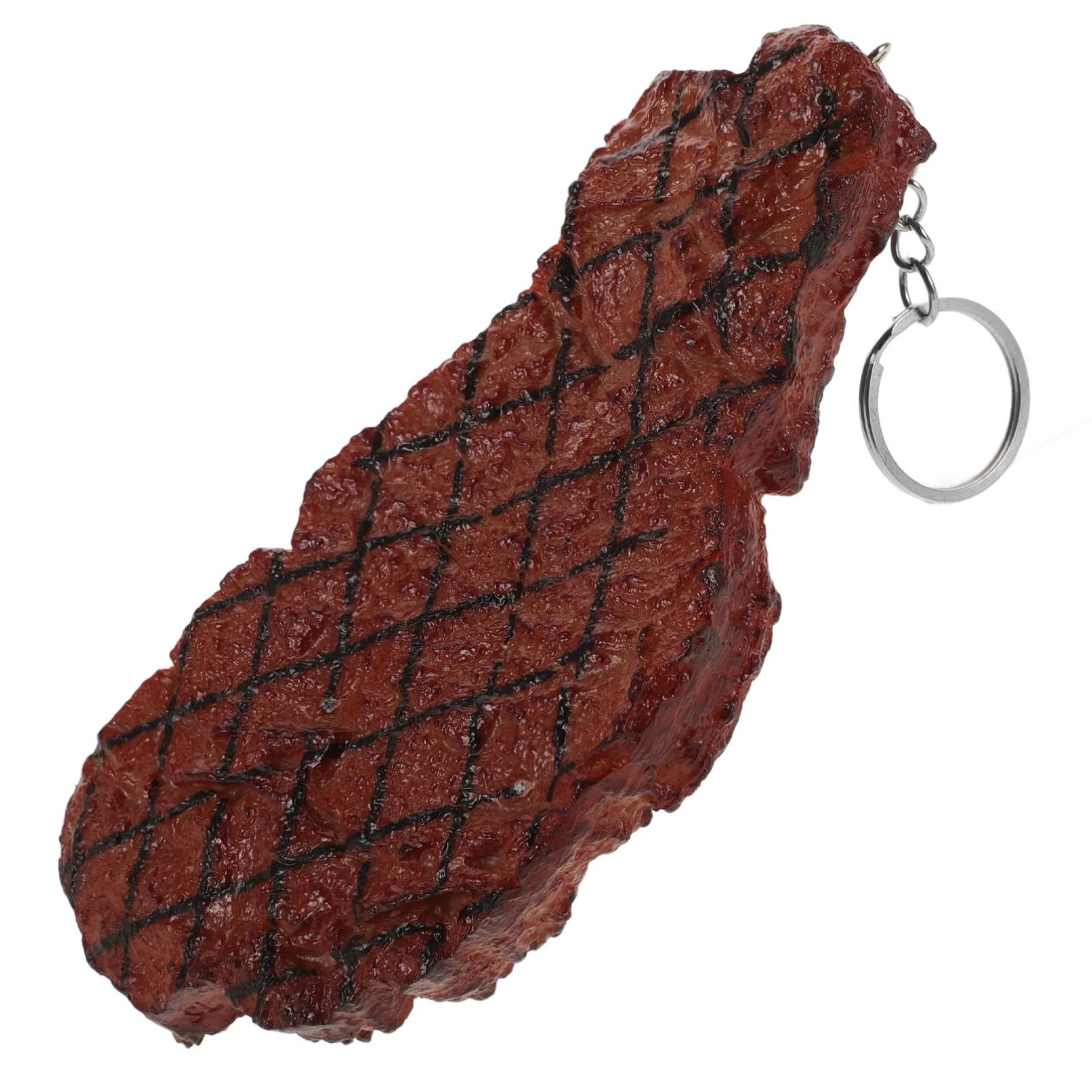 ibasenice Artificial Roast Beef Keychain Holder 1:1 Pvc Creative Fake Steak Keychain Lifelike Food Model Keyring Imitation Meat Keychain for Backpack Purse