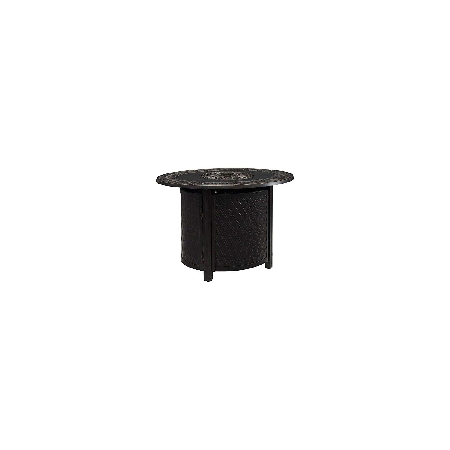 Fire Sense 63698 James Woven Aluminum Convertible Gas Fire Pit Table 37,000 BTU Outdoor Multi-Functional with Fire Bowl Lid, Nylon Weather Cover & Clear Fire Glass - Bronze Finish - Oval - 40"