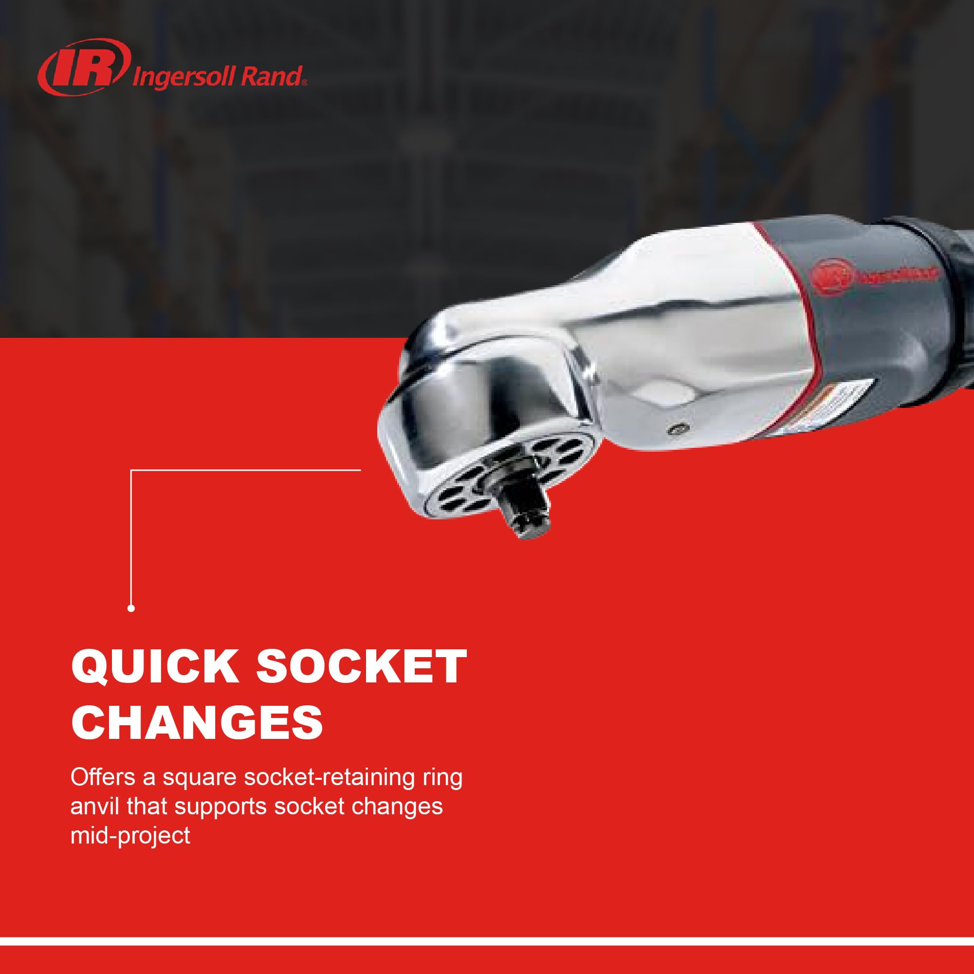 Ingersoll Rand 2015MAX 3/8" Pneumatic Air Impact Wrench, Right Angle, Low Profile 2β Hammerhead, 180 ft lbs Max Torque, 7,100 rpm, Two-Position Power Regulator, Gray