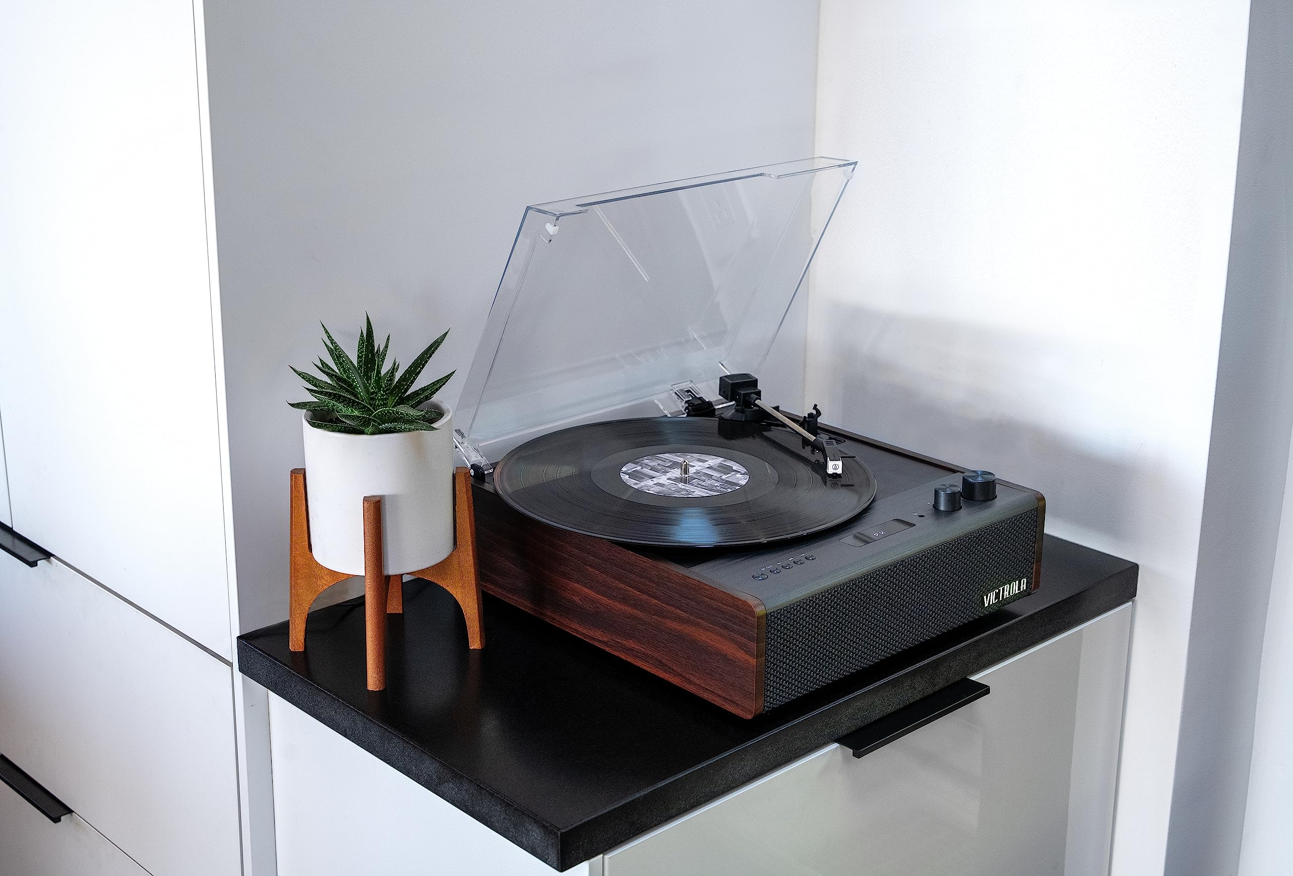 Victrola Eastwood Signature 3-Speed Bluetooth Turntable with Built-in Speakers and Dust Cover | Upgraded Turntable Audio Sound | Espresso (VTA-73-ESP)