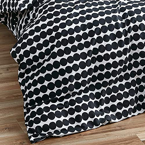 MARIMEKKO - King Duvet Cover Set, Cotton Bedding with Matching Shams & Button Closure, All Season Home Decor (Rasymatto Black, King)