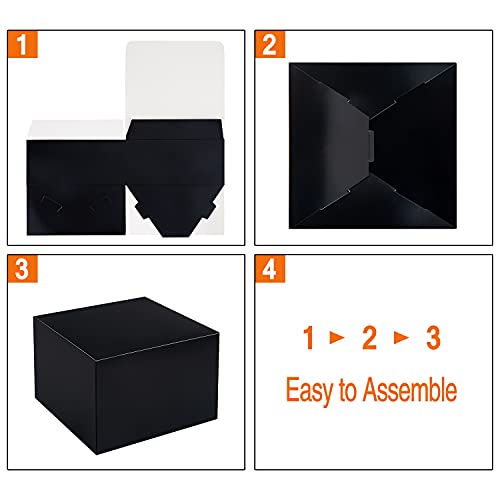 GEFTOL Gift Box 50 Pack 6 x 6 x 4 inches Fold Box Paper Gift Box Bridesmaids Proposal Box for Bridal Birthday Party Christmas(Black)