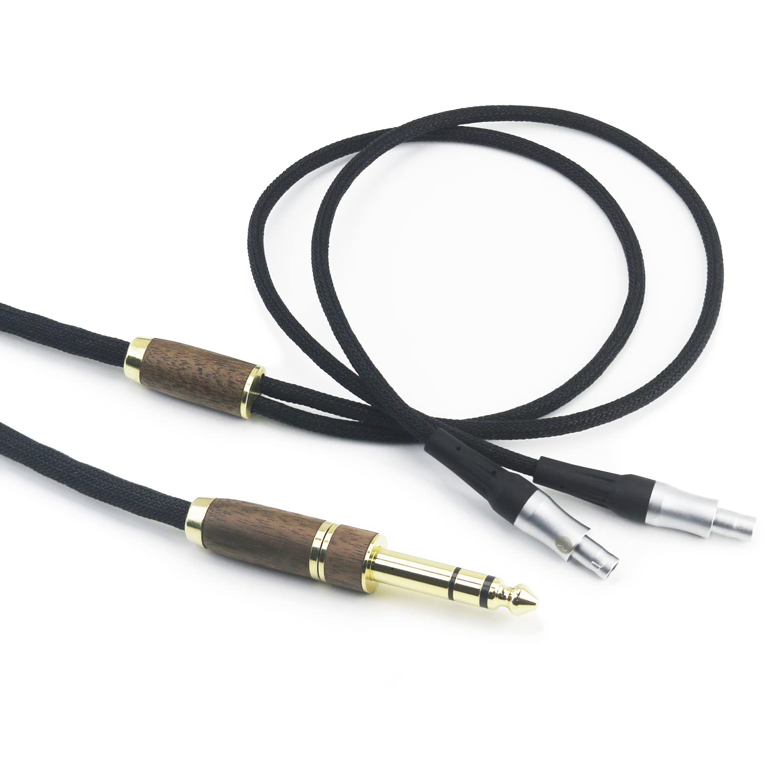 NewFantasia 6N OCC Copper Silver Plated Upgrade Audio Cable Compatible with Sennheiser HD800, HD800S, HD820 Headphones with 3.5mm Male and 6.3mm Adapter Walnut Wood Shell