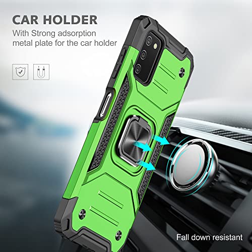 HNHYGETE Samsung Galaxy A03s Case, Samsung A03s Case, with HD Screen Protector, 360°Military Grade Rotatable Kickstand (Heavy Duty) Shockproof Protective Cases for Samsung Galaxy A03s (Green)