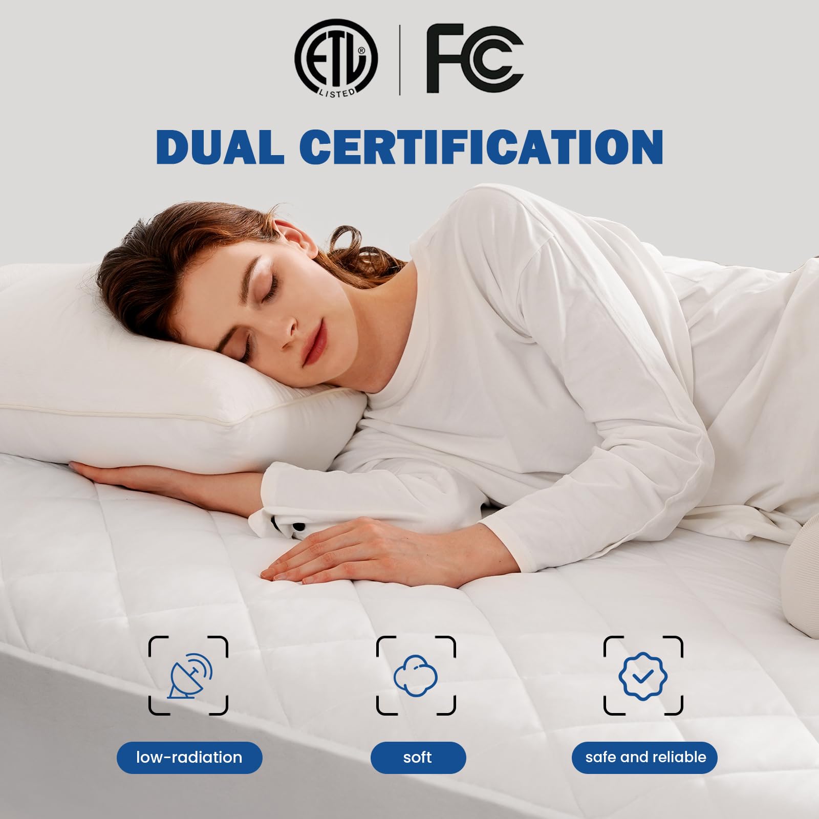 Heated Mattress Pad Queen Size Quilted Zone Heating Electric Bed Warmer Luxury Comfort Heat Mattress Pad Cover Dual Controller(10 Heat Setting | 1-12 Hours Auto Shut Off | with 8-21 Inch Deep Pocket)