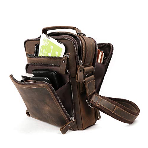 Genuine Leather Small Messenger Bag for Men Vintage Shoulder Crossbody Bags for Work Business Travel