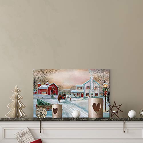 Renditions Gallery Christmas Tree Farm Wall Art, Country Winter Scene with Red Barn, Charming Decorations, Premium Gallery Wrapped Canvas Decor, Ready to Hang, 8 in H x 12 in W, Made in America (WC26-IHNH066-812)