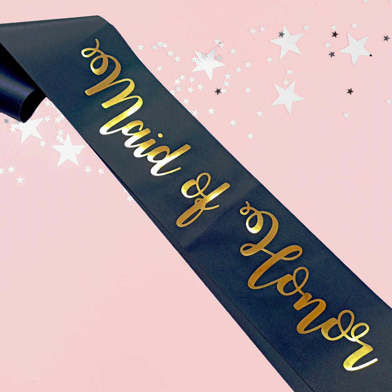 Magnusson's Garden Maid of Honor Sash, Bachelorette Party Black and Gold Sash, Bridal Shower Decorations, Wedding Party Accessories, Chief Bridesmaid Proposal Gift Ideas
