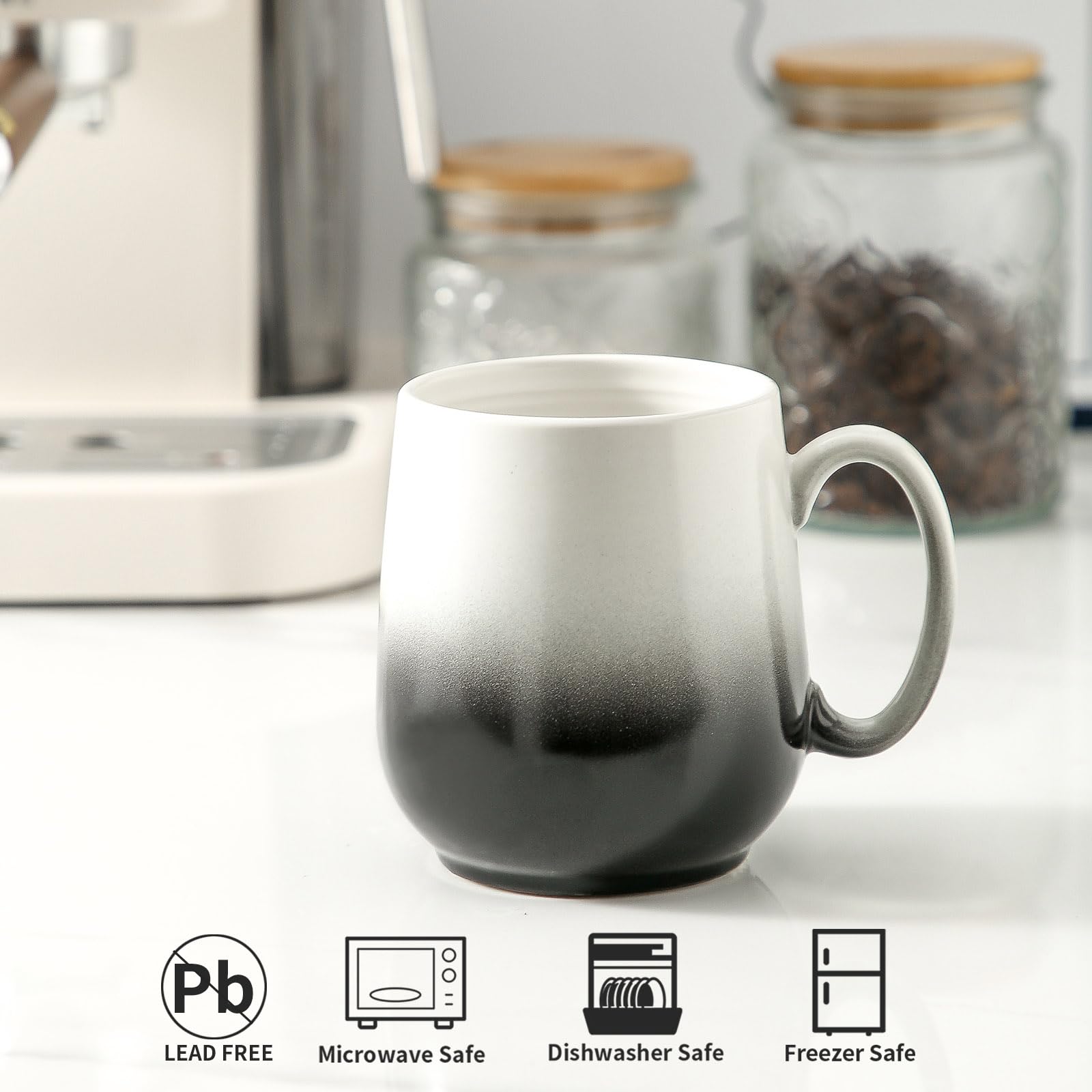 Hasense Large Coffee Mug, 20 OZ Ceramic Coffee Cup with Comfortable Handle for Men and Women, Modern Tea Cups for Coffee, Latte, Cocoa, Cappuccino, Microwave Safe, Grey Brown
