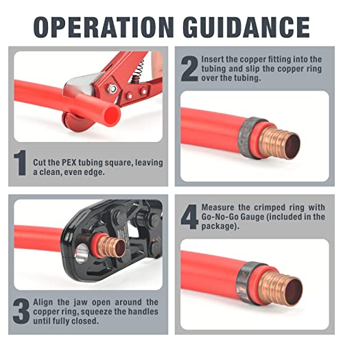 iCrimp 1/2 and 3/4-inch Combo Pex Pipe Crimping Tool for Copper Ring with Gauge meets ASTM 1807 Standard-manufactured by IWISS