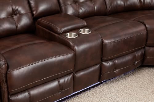 Kingway Living Room Furniture Sets, Large Sectional Couches with Cup Holders, Home Theater Sofa, Light Brown