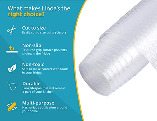 Refrigerator Liners for Shelves by Linda’s Essentials - Refrigerator Shelf Liners for Glass Shelves Protects Against Spills - Multi-Use Shelf, Drawer and Fridge Liners - BPA Free Clear