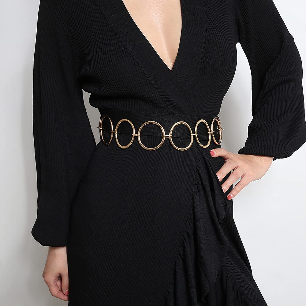 Circle Geometry Lady Body Chain Adjustable Tight Waist Chain Jeans Dress Waist Chain Gold