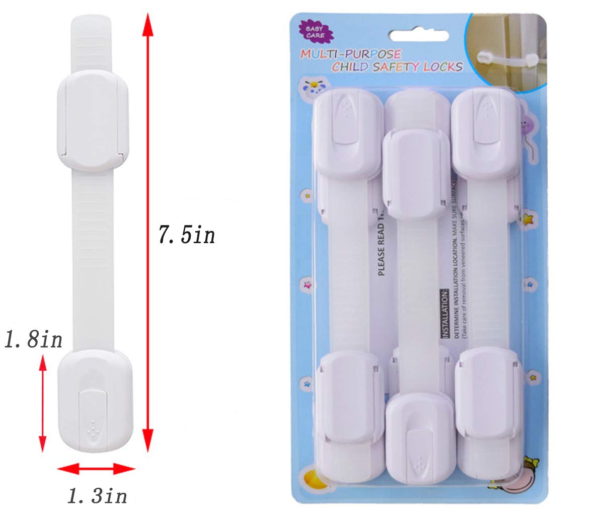Child Safety Cabinet Locks for Baby Proofing (6 Pack) No Tool or Drilling Needed with Super Strong 3M Adhesive, Multi-Purpose Locks, Baby Proof Home Drawer, Cabinets, Oven, Window, Toilet Seat