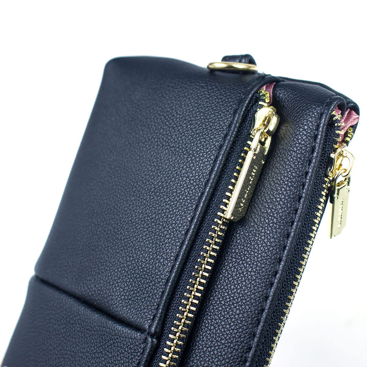 Women Leather Wristlet Clutch Wallet Handbag Purse Travel Cellphone Case Pouch (Black) Small