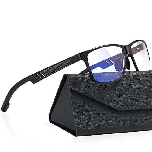 Reglaaly Blue-Light-Blocking-Glasses Men/Women Gaming Glasses Computer Screen Eyeglasses Metal Frame (ink)