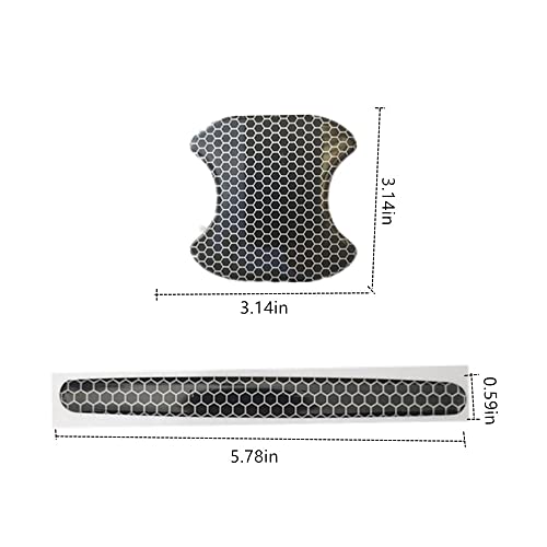 HUARXUNEG 8pcs Car Door Handle Scratched Protective Film Side Stick Scratched Door Protector Film Car Door Handle Reflective Strip Sticker Suitable for Most Car Models Black Honeycomb Pattern