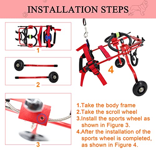 HobeyHove Adjustable Dog Wheelchair for Back Legs,Pet/Doggie Doggy Wheelchairs with Disabled Hind Legs Walking (XS-Red)