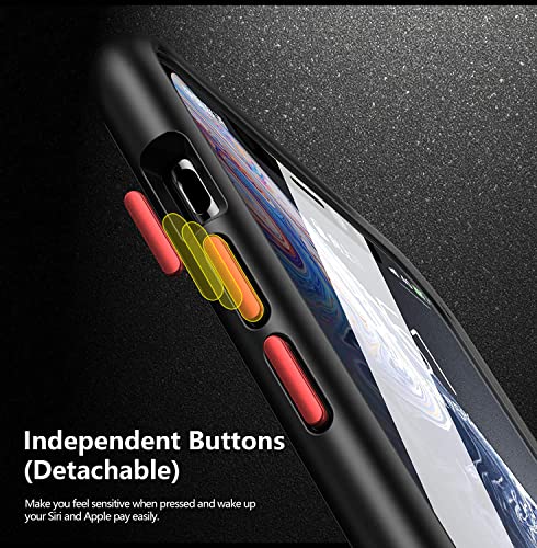 KIOMY iPhone Xs Max Case - 6.5" Black, Translucent Matte Cover, Soft Edge TPU Frame, Hard PC Back, 2 HD Tempered Glass Protectors