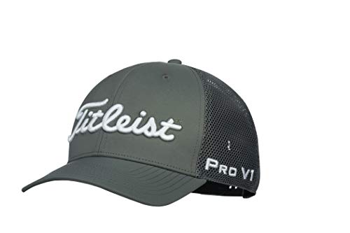 Titleist Men's Tour Performance Mesh Golf Hat, Charcoal/White