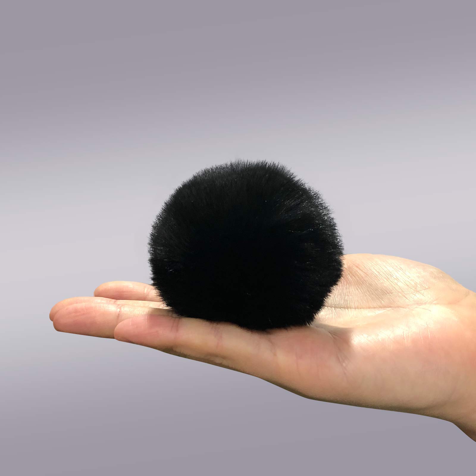 Cityelf Cute Faux Rabbit Fur Ball Pom Pom Keychain Car Key Ring Handbag Tote Bag Pendant Purse Charm (BLACK)