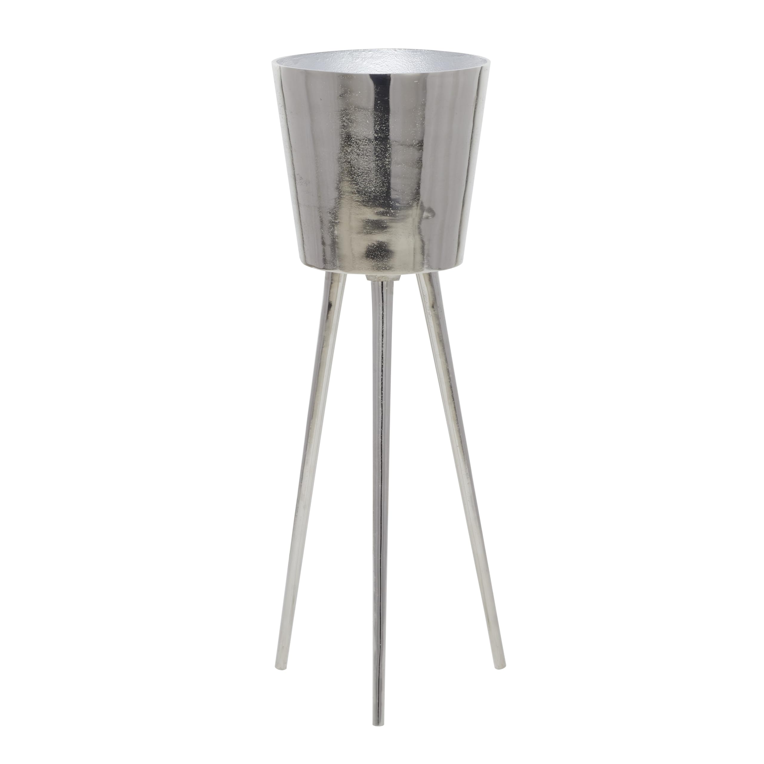Deco 79 Aluminum Tall Floor Champagne 3 Bottle Ice Bucket, 9" x 9" x 28", Gray