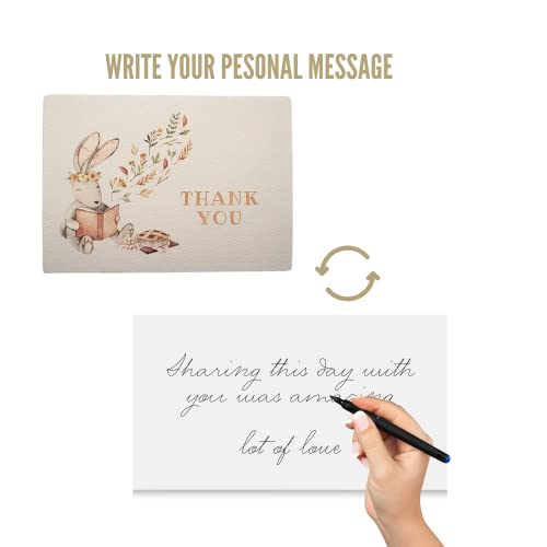 Generic Baby Shower Thank You Cards with Envelopes and Stickers, 60 Pieces, White, 4''x6''