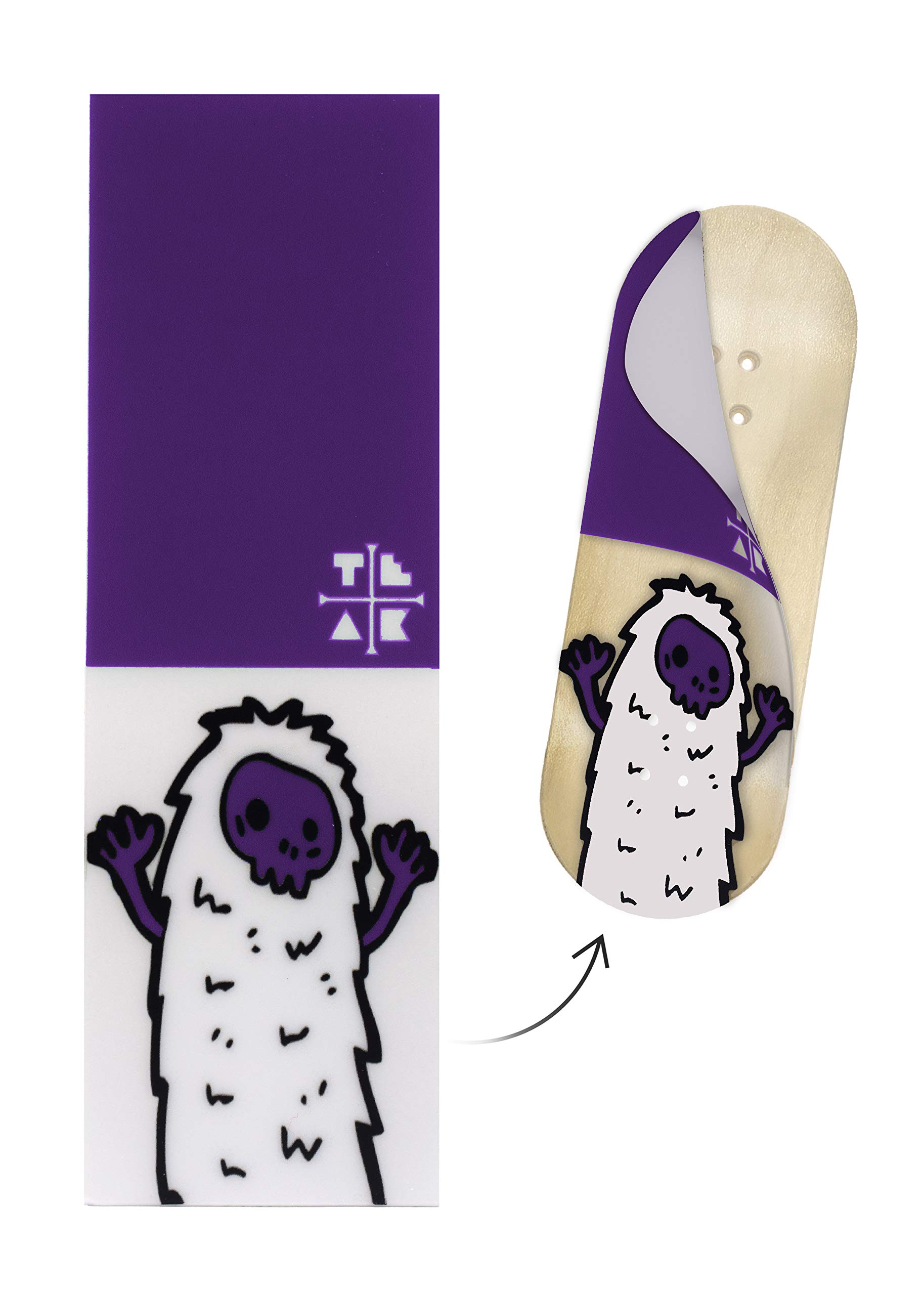 Teak Tuning Fingerboard Deck Graphic, Purple Yeti - Adhesive Graphics to Customize Your 35mm Fingerboard Deck - 110mm Long, 35mm Wide, 0.2mm Thick - Waterproof Vinyl - Includes Mini File