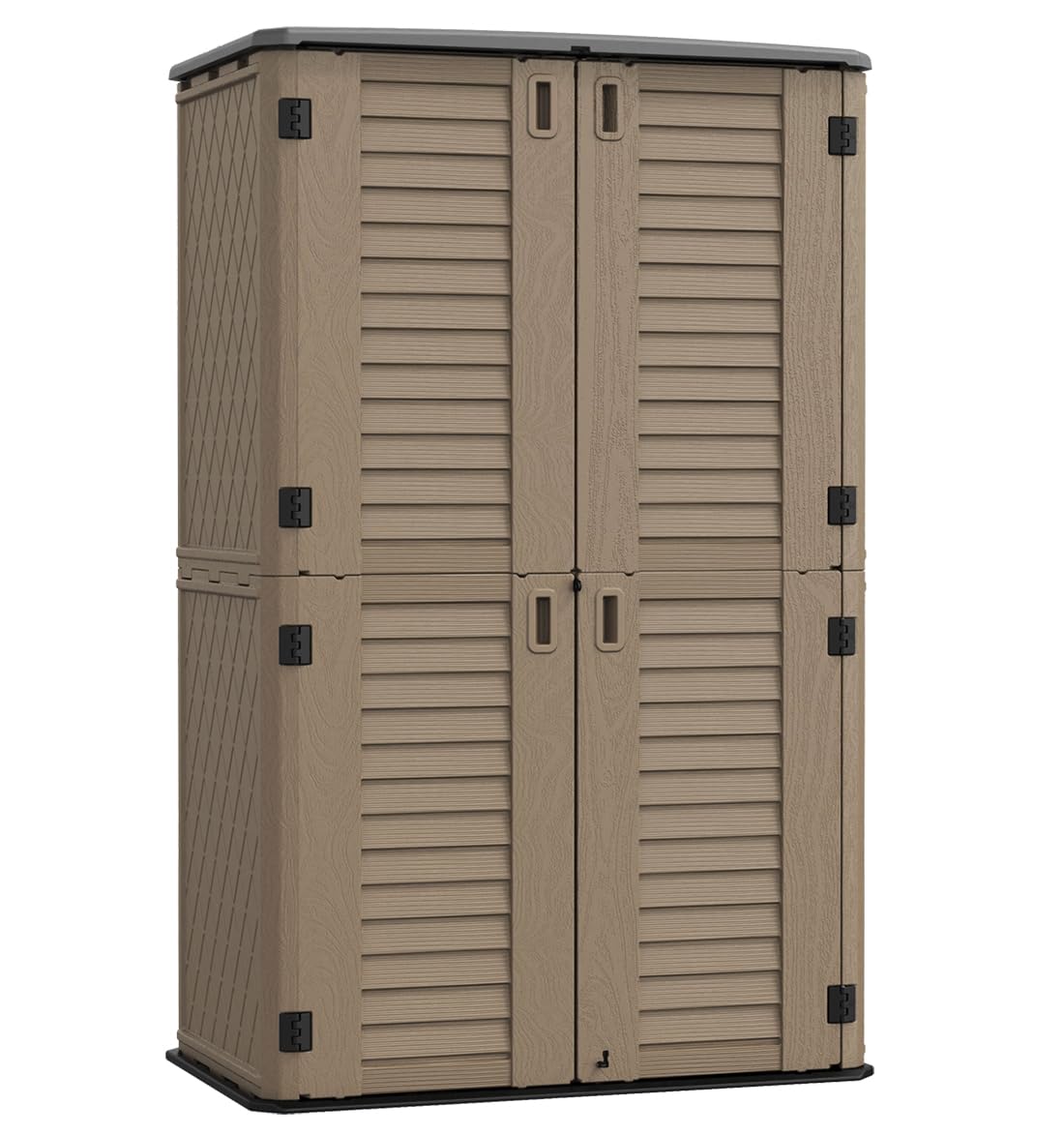 KINYING Sheds & Outdoor Storage, 66 cu.ft Vertical Outdoor Storage Cabinet, Resin Storage Sheds Outdoor with Floor for Garden Tools,Patio Furniture,Garbage Cans(Brown Color)