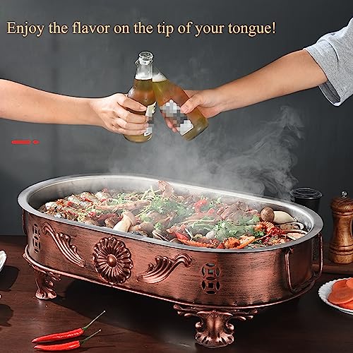 Oval Chafers and Buffet Warmers Stainless Steel Chafing Dish Buffet Set Large Seafood Platter Tray with Food & Water Pan, Frame, Fuel Holder for Event Party Holiday (55CM)