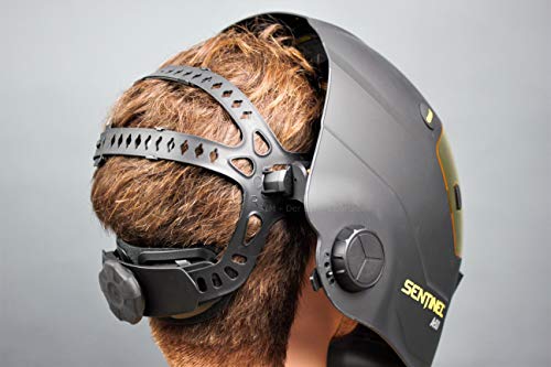 ESAB 0700000800 Sentinel A50 Welding Helmet, Black Low-Profile Design, High Impact Resistance Nylon, Infinitely-Adjustable, Color Touch Screen Controls, 3.93" x 2.36" Viewing Lens