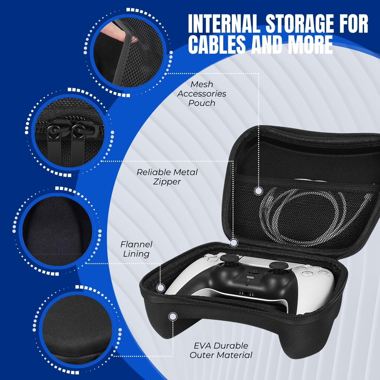 TNP Carrying Travel Storage Case for PS5 Controller, PS4 Controller, Xbox series X / S / Xbox One Controller, Nintendo Switch Pro Controller Holder Hard Shell Protective Cover EVA Accessories Pocket