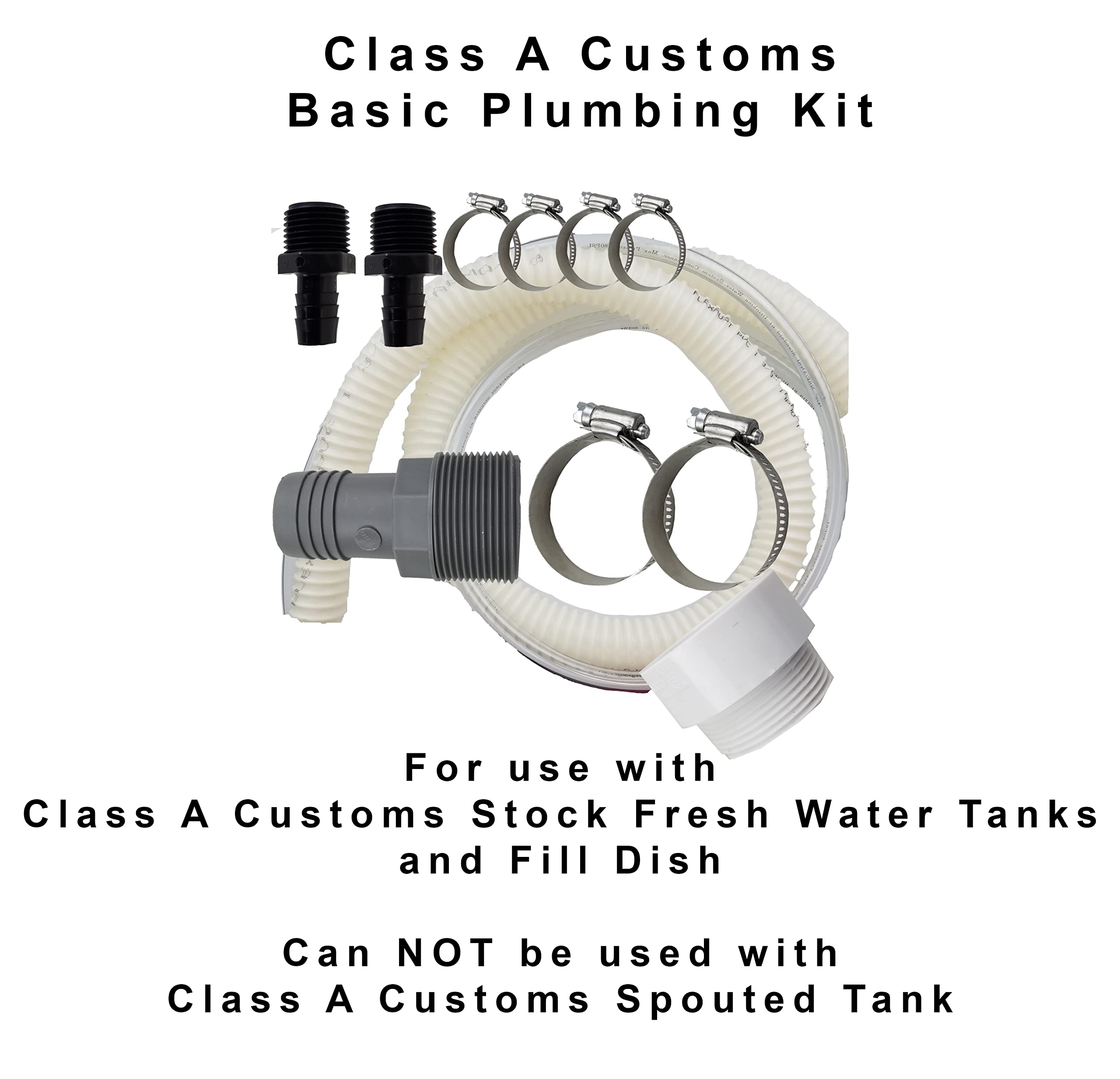Class A Customs | Under Mount 30 Gallon RV Concession Fresh and Gray Water Holding Tank & Plumbing Kit | UM-3000-BPK