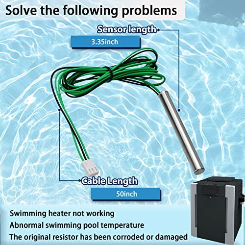 Flngr 009577F Raypak Temperature Sensor, Compatible with Raypak Heaters 206A, 207A, 266A, 267A, 336A, 337A, 406A, 407A, 3 Wire NTC 100K, Raypack 009577F Temperature Sensor Lid Units
