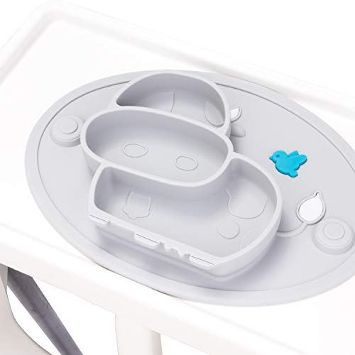 Silicone Divided Toddler Plates - Portable Non Slip Suction Plates Placemat for Children Babies and Kids BPA Free Baby Dinner Plate Bowl