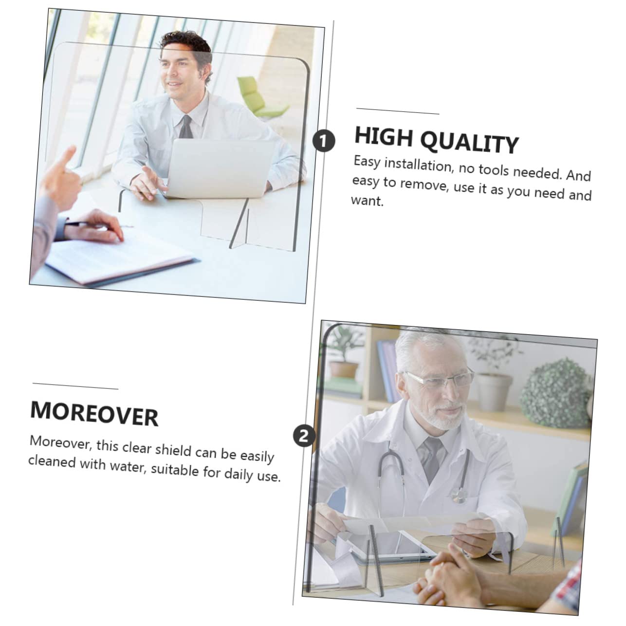 Ciieeo Acrylic Partition Desktop Divider Sneeze Guard Privacy dividers clamp on Desk Sneeze Screen Separator Desk partitions Desk Divider Panels Acrylic Table Counter Foreign Trade Office