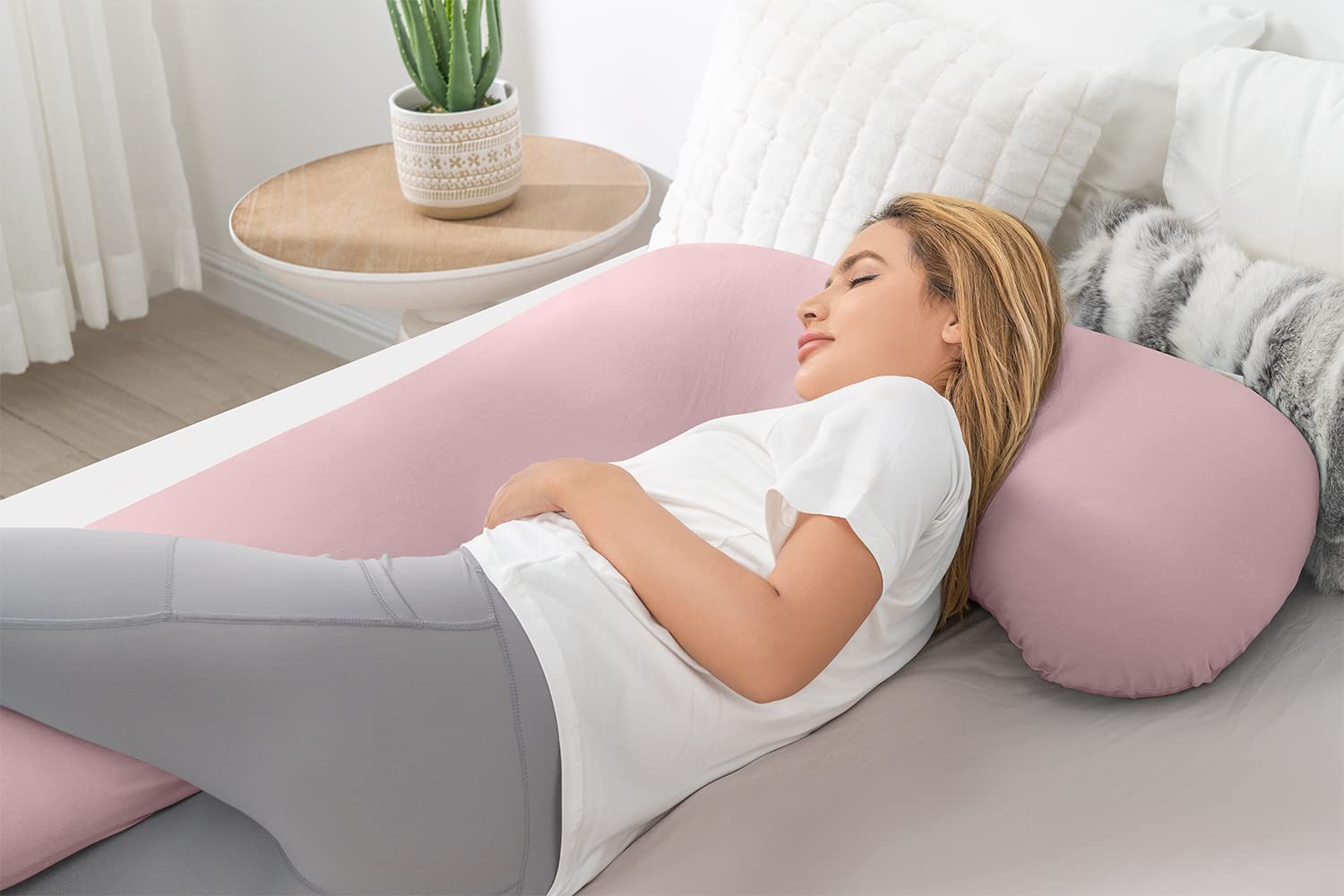 INSEN Pregnancy Pillow for Sleeping,Maternity Body Pillow for Pregnancy Women,Pregnancy Support Pillow for Back, Hip Pain,Grey