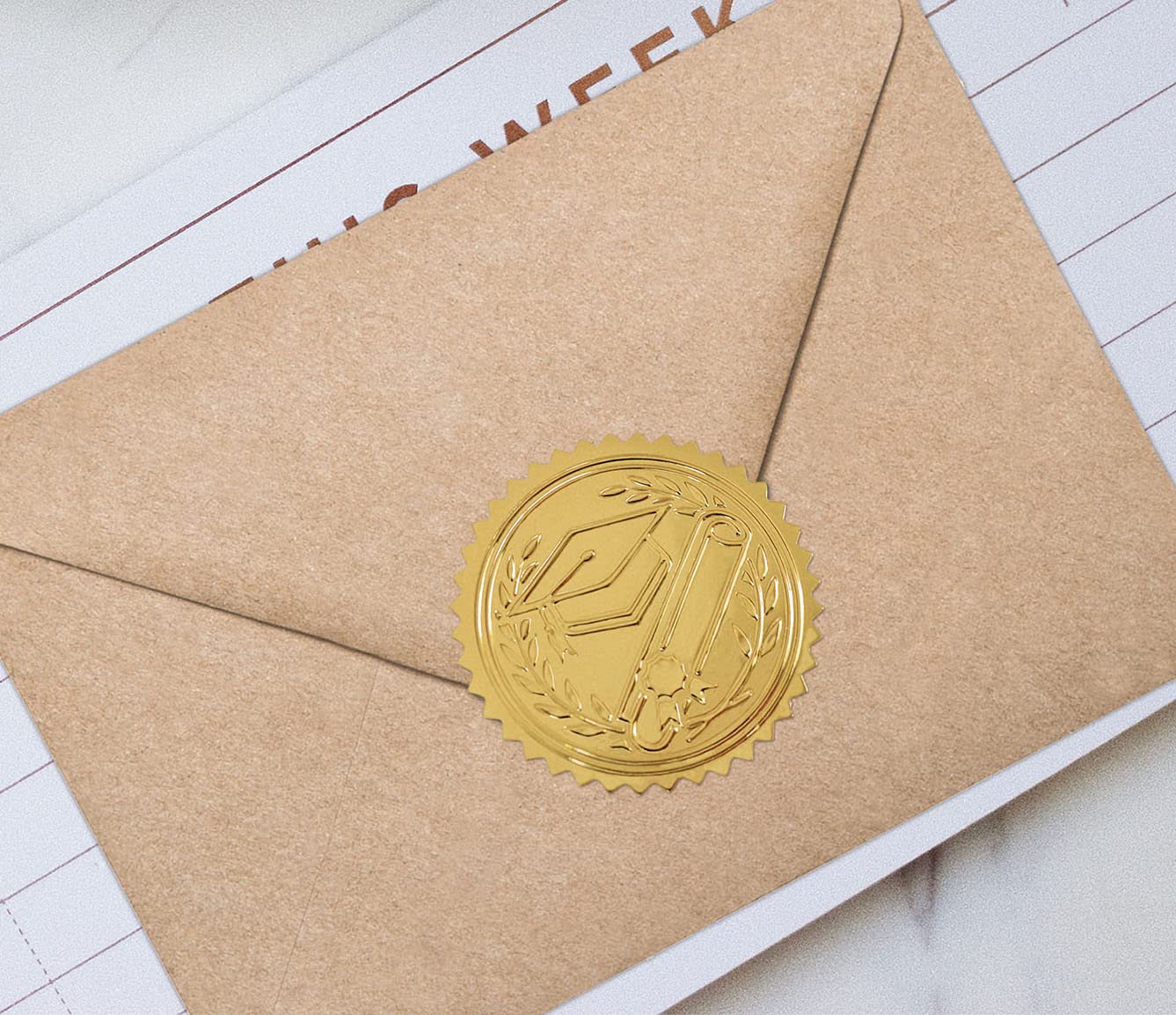 Embossed Graduation Cap Gold Certificate Seals Diplomas Gold foil Seals, 2”,100 Count