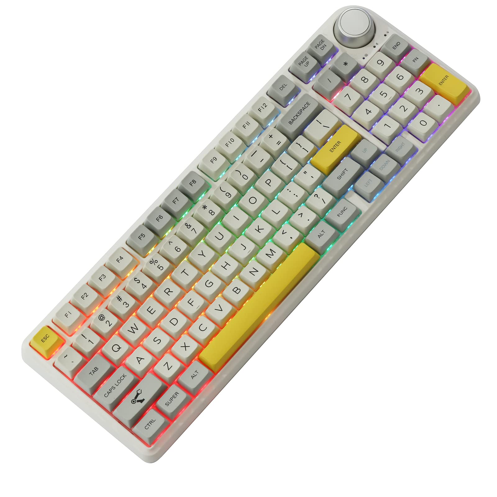 EPOMAKER TH96 96% Hot Swap RGB QMK/VIA Programmable Gasket Mounted Mechanical Gaming Keyboard with South-facing RGB LEDs, MDA Profile Keycaps, Knob Control for Windows/Mac((Theory MDA, Budgerigar)