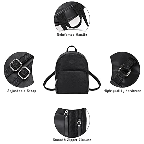 GM LIKKIE Glitter Fashion Backpack, Sequin Small Backpack, Mini Backpack for Women (Black)