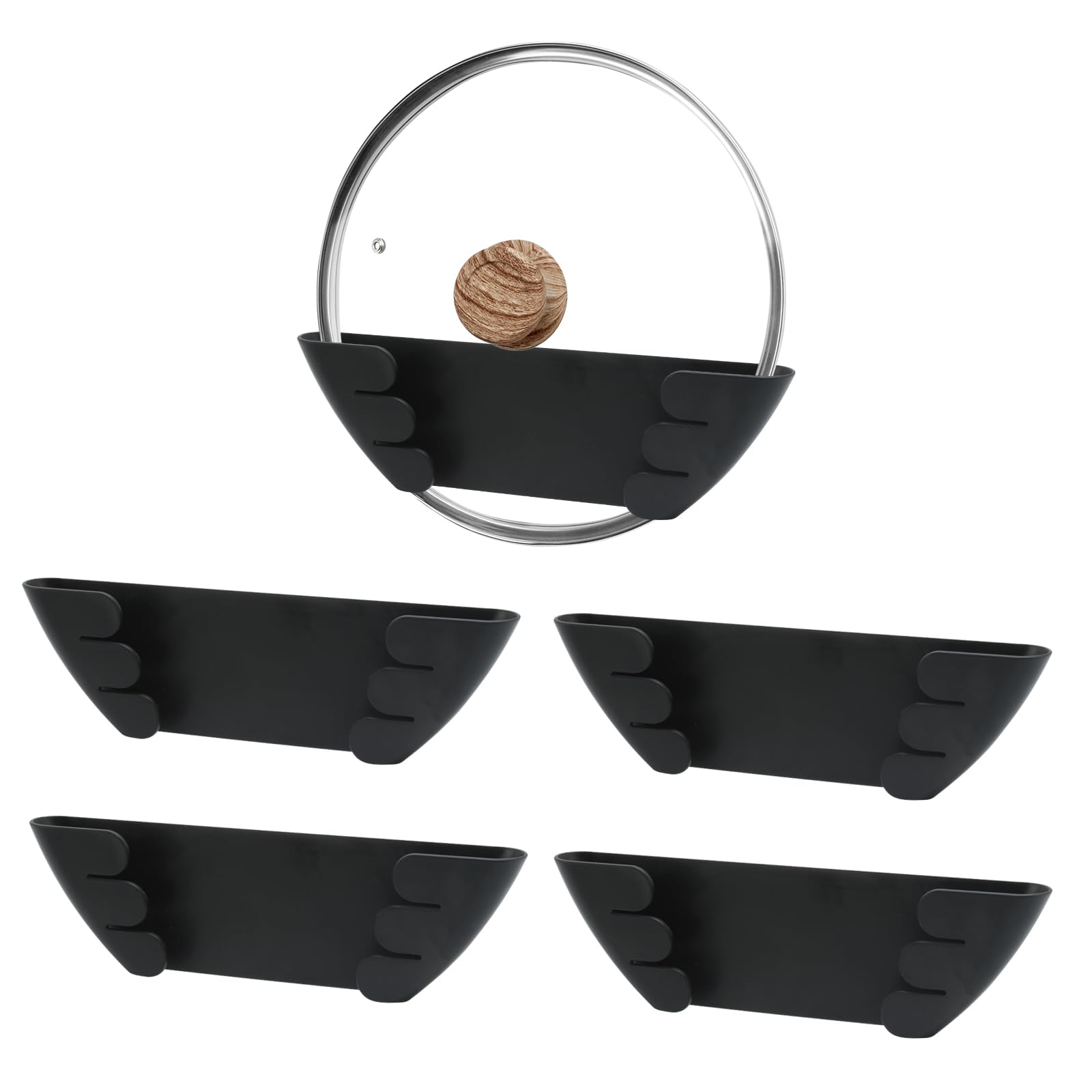COOK WITH COLOR Universal Pot Lid Organizer for Cabinet - 5 Pack Pan Lids Organizers Inside Cabinet Door Wall Mount Pots Top Storage Organizer Rack Holder for Kitchen, Fits 6" to 13.5"