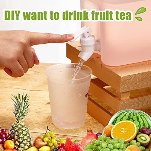 Mimorou Drink Fridge Dispenser with Spigot, Plastic Beverage Dispensers for Parties Stand and Daily Use, Ice Juice Milk Tea Clear Container with Lid