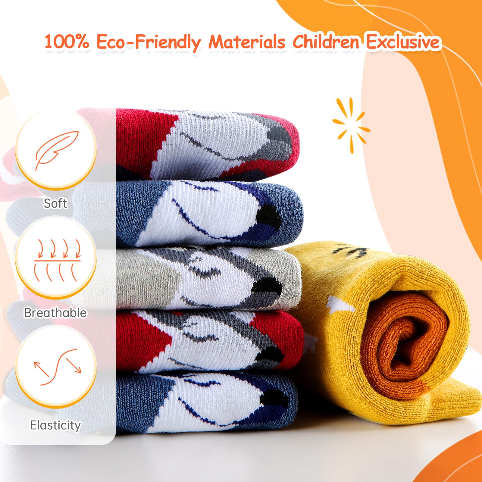 Cimkiz Ski Socks Kids School Clothes Winter Warm Thermal Snow For Boys Girls(2pack /3pack) (2-pack(yellow+gray), Medium(10-13))